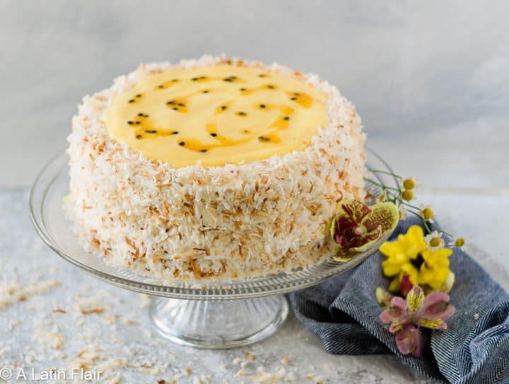 Coconut and Passion Fruit Curd Layer Cake | A Latin Flair