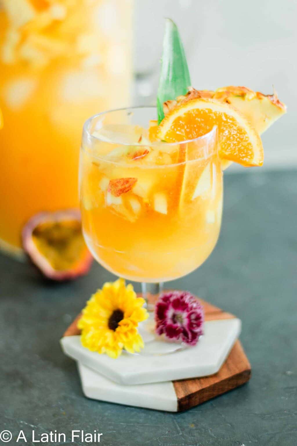 Tropical Puerto Rican Sangria with Passion Fruit and Rum | A Latin Flair